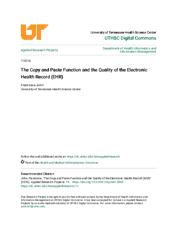 (PDF) The Copy and Paste Function and the Quality of the Electronic ...