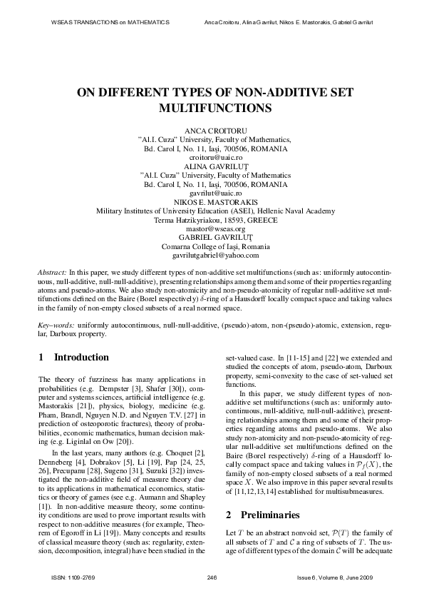 (PDF) On different types of non-additive set multifunctions