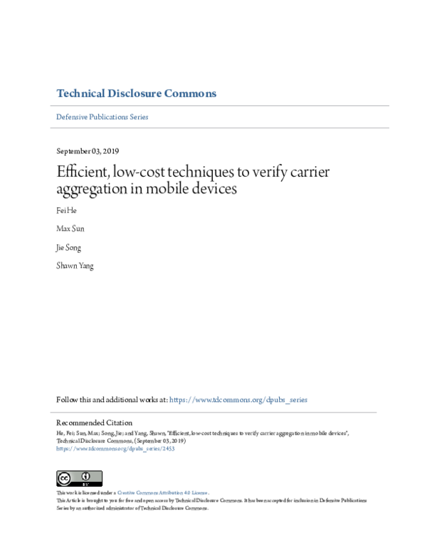 (PDF) Efficient, low-cost techniques to verify carrier aggregation in mobile devices