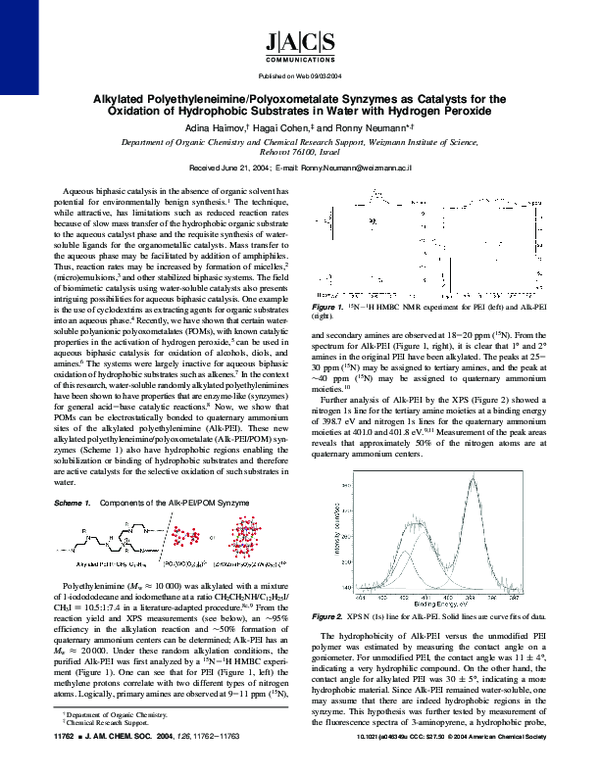 (PDF) Alkylated Polyethyleneimine/Polyoxometalate Synzymes as Catalysts ...