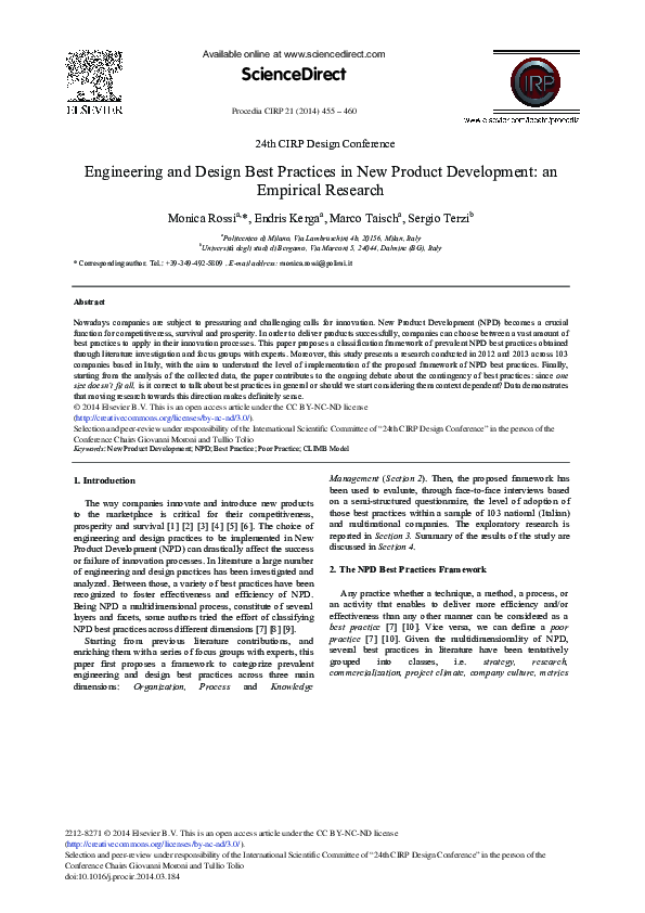(PDF) Engineering and Design Best Practices in New Product Development: an Empirical Research