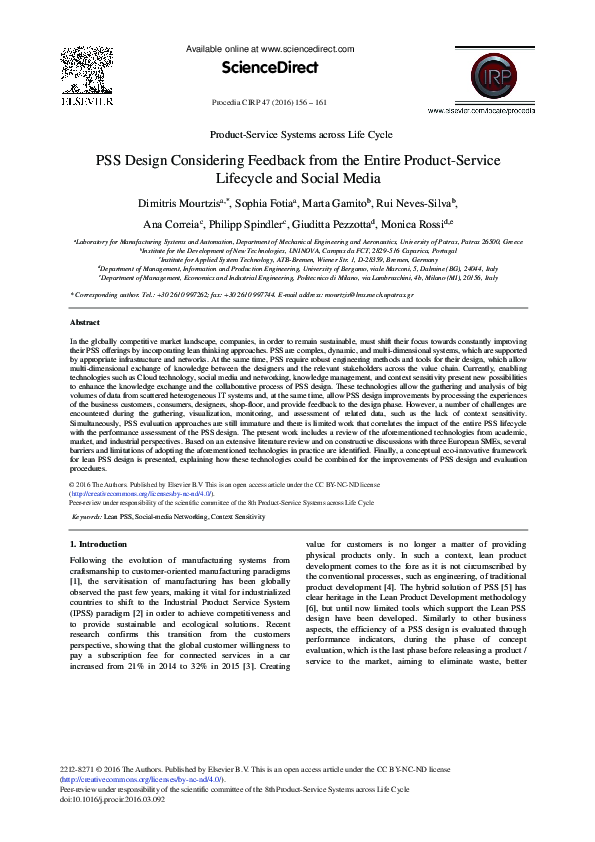 (PDF) PSS Design Considering Feedback from the Entire Product-service ...