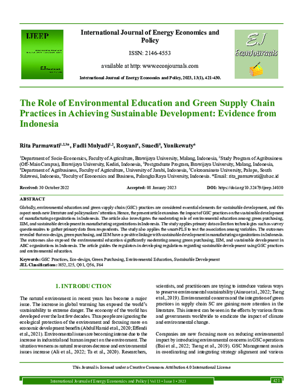 (PDF) The Role of Environmental Education and Green Supply Chain ...