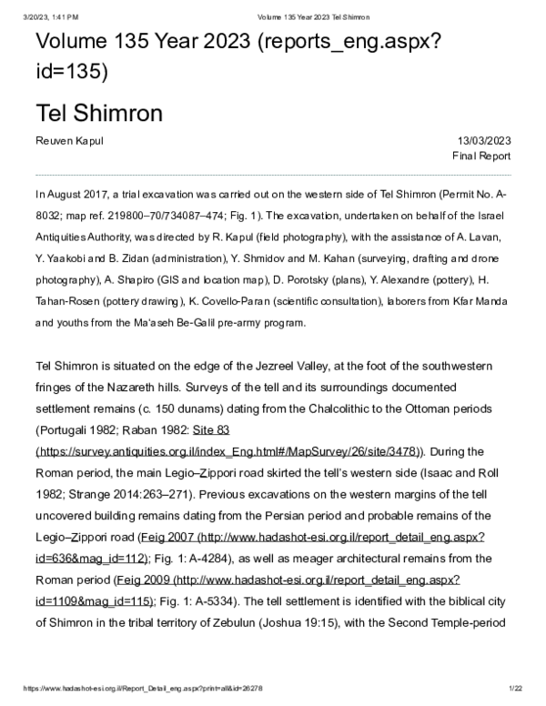 (PDF) Tel Shimron trial excavation