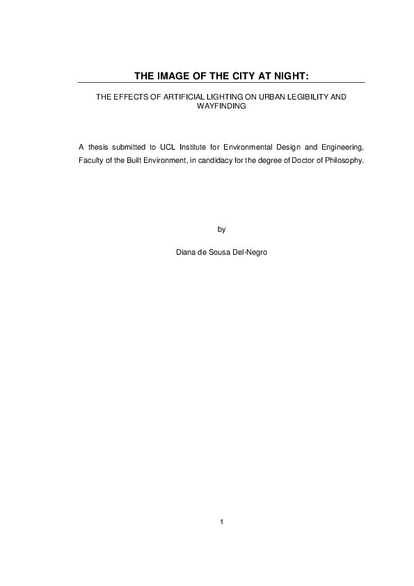 (PDF) The effects of artificial lighting on urban legibility and wayfinding