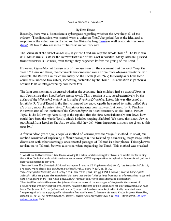 (DOC) Was Abraham a "Lamdan"?