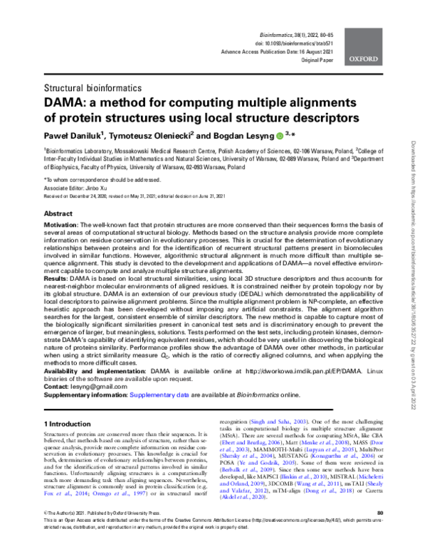 (PDF) DAMA: a method for computing multiple alignments of protein ...