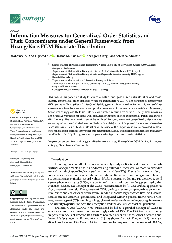 Pdf Information Measures For Generalized Order Statistics And Their