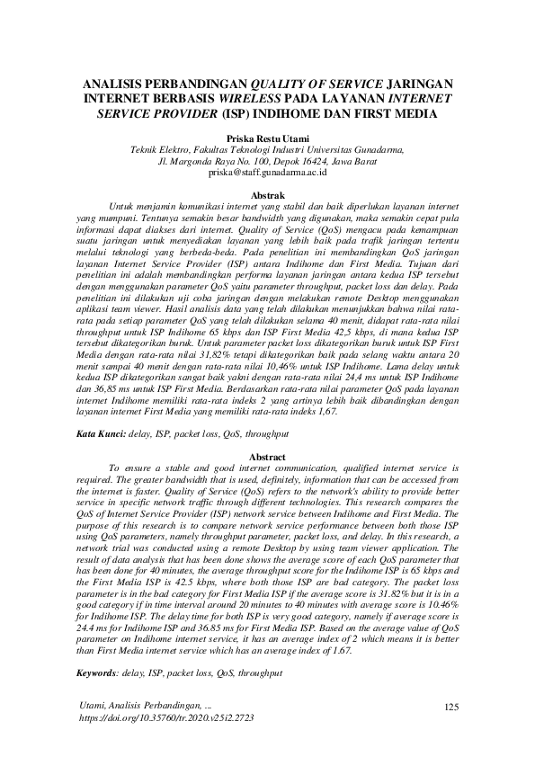 (PDF) Analisis Perbandingan Quality of Service Jaringan Internet ...
