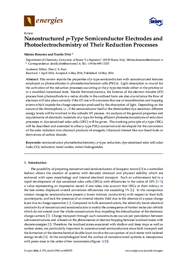 (PDF) Nanostructured p-Type Semiconductor Electrodes and ...