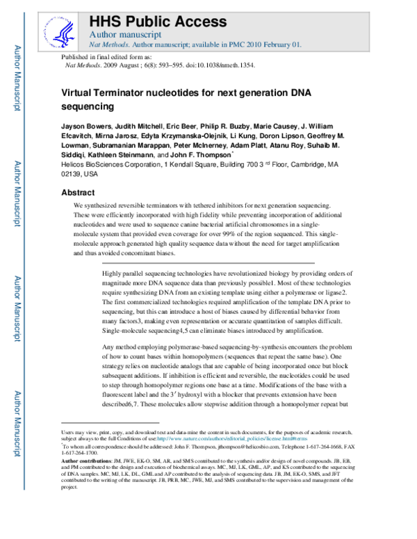 (PDF) Virtual terminator nucleotides for next-generation DNA sequencing