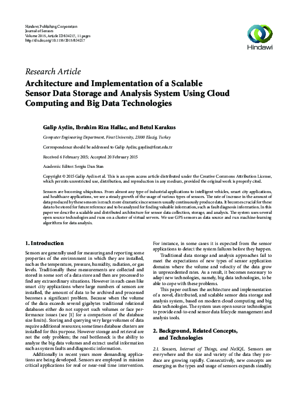 Pdf Architecture And Implementation Of A Scalable Sensor Data Storage And Analysis System 1857
