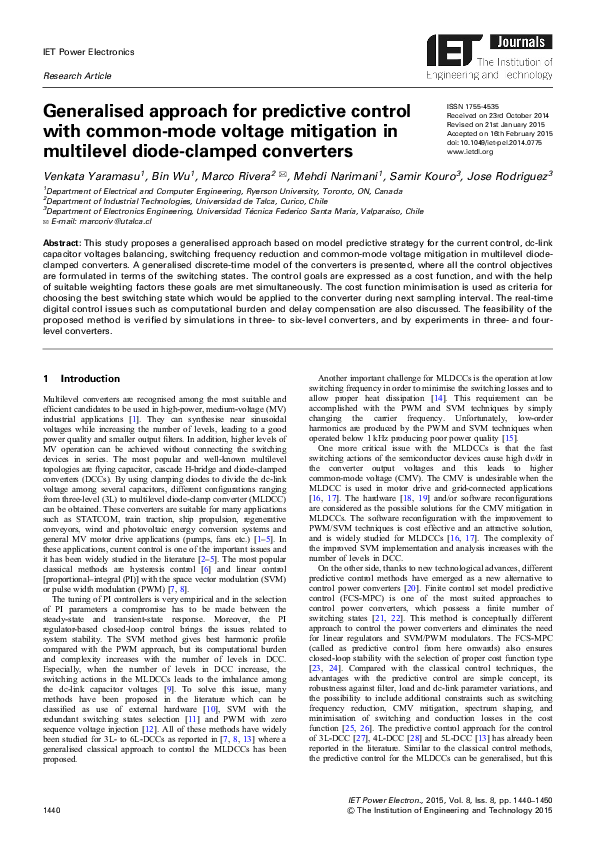 (PDF) Generalised approach for predictive control with common‐mode voltage mitigation in ...