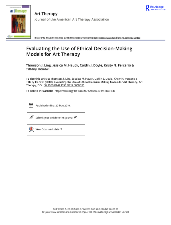 (PDF) Evaluating the Use of Ethical Decision-Making Models for Art Therapy