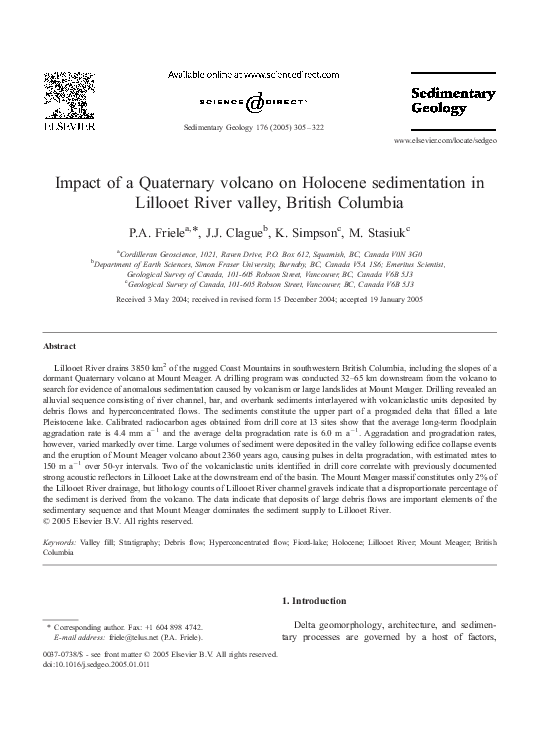 (PDF) Impact of a Quaternary volcano on Holocene sedimentation in ...