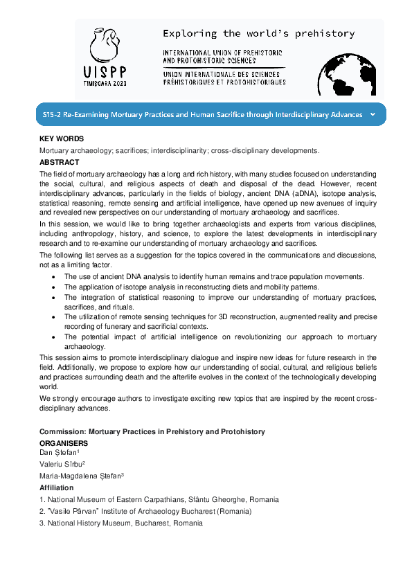 (PDF) UISPP 2023 Session: Re-Examining Mortuary Practices and Human Sacrifice through ...
