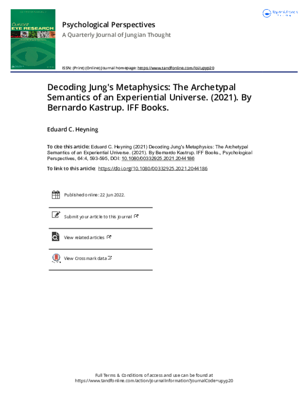 (PDF) Decoding Jung's Metaphysics: The Archetypal Semantics of an Experiential Universe. (2021 ...