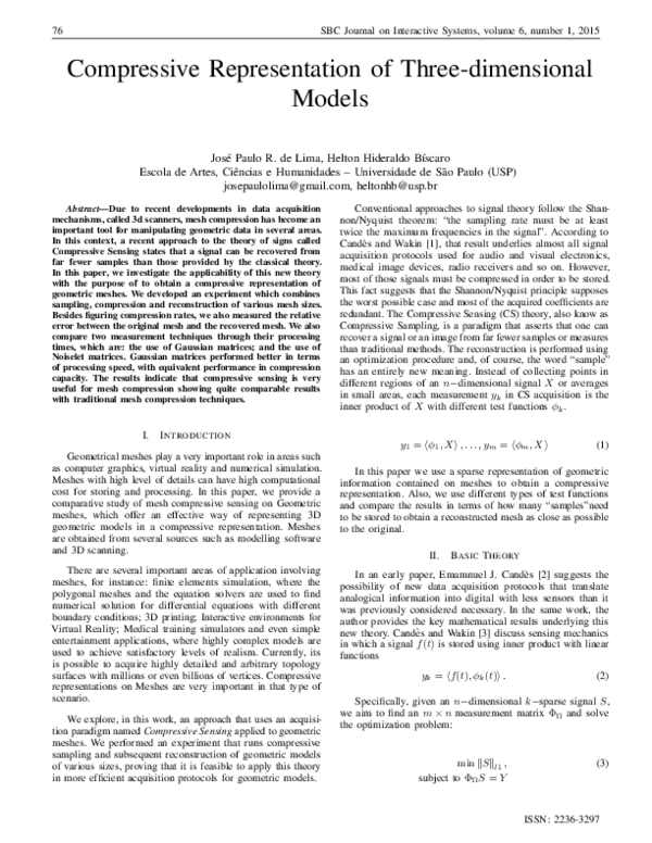 (PDF) Compressive Representation of Three-dimensional Models | Helton Hideraldo Biscaro ...