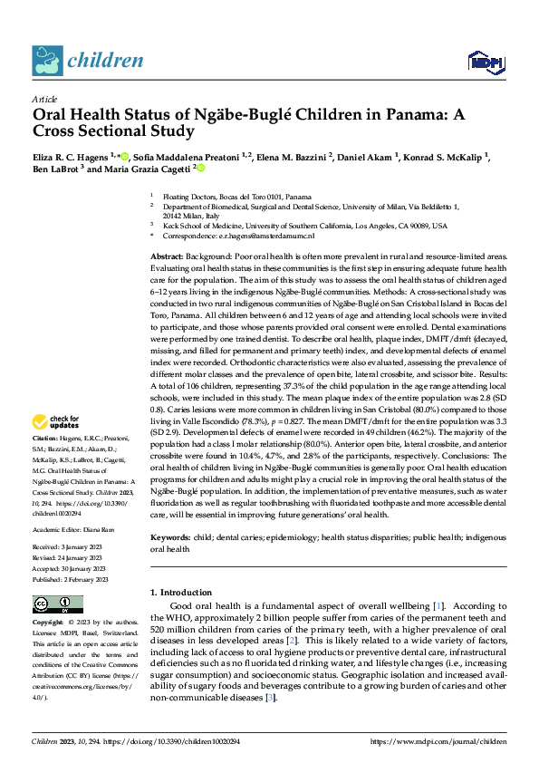 (PDF) Oral Health Status of Ngäbe-Buglé Children in Panama: A Cross ...