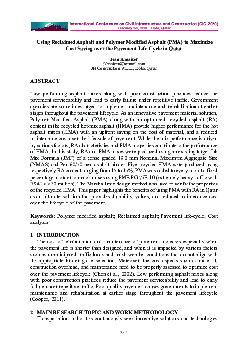 (PDF) Using Reclaimed Asphalt and Polymer Modified Asphalt (PMA) to ...