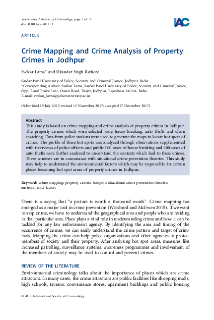 (PDF) Crime Mapping and Crime Analysis of Property Crimes in Jodhpur