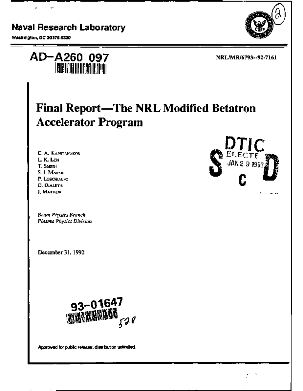 (PDF) The NRL Modified Betatron Accelerator Program
