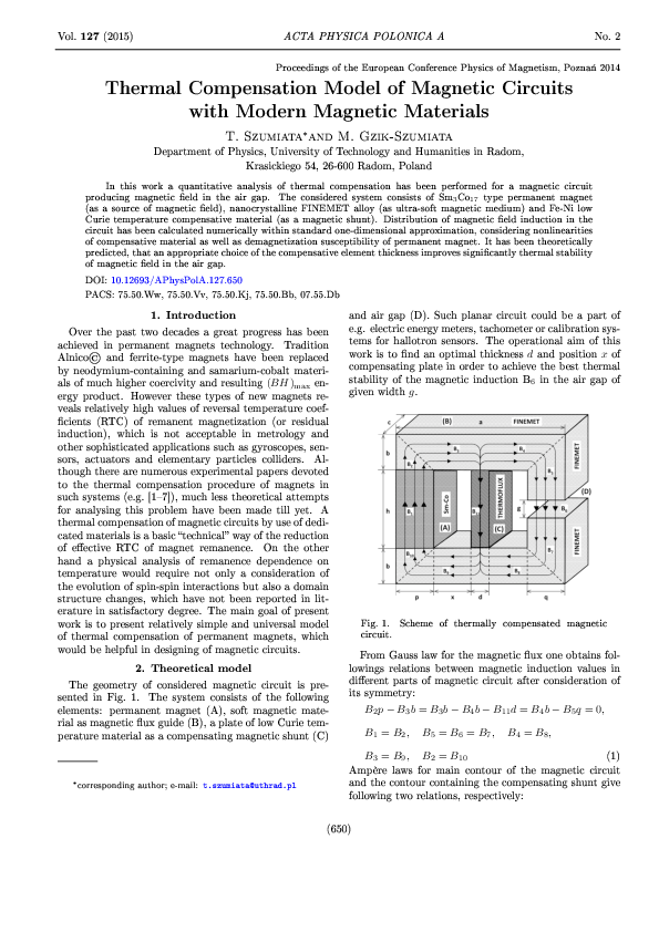(PDF) Thermal Compensation Model of Magnetic Circuits with Modern Magnetic Materials