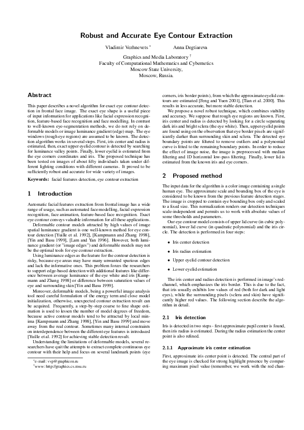 (PDF) Robust and accurate eye contour extraction