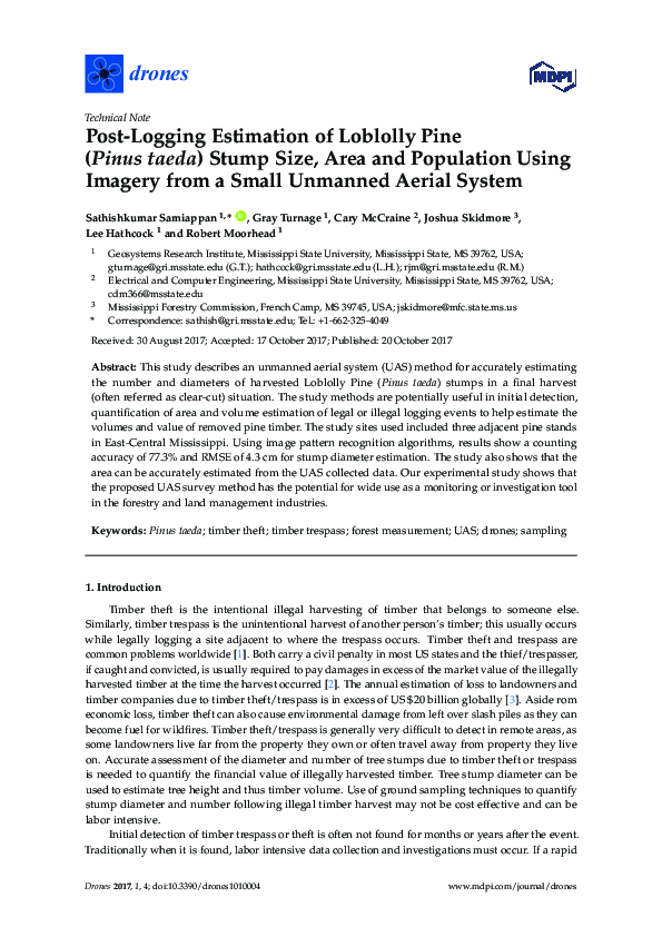 (PDF) Post-Logging Estimation of Loblolly Pine (Pinus taeda) Stump Size, Area and Population ...