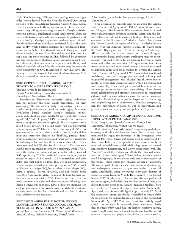 (PDF) Successful Aging: A Comprehensive Outcome Using Latent Profile Analysis