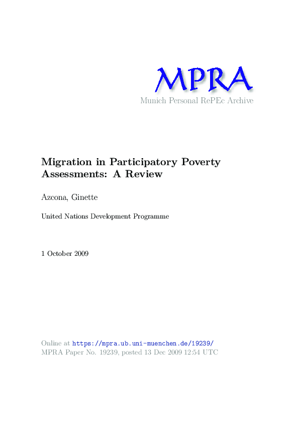 (PDF) Migration in Participatory Poverty Assessments: A Review
