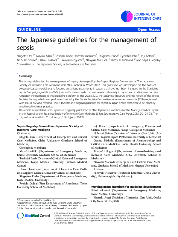 (PDF) The Japanese guidelines for the management of sepsis