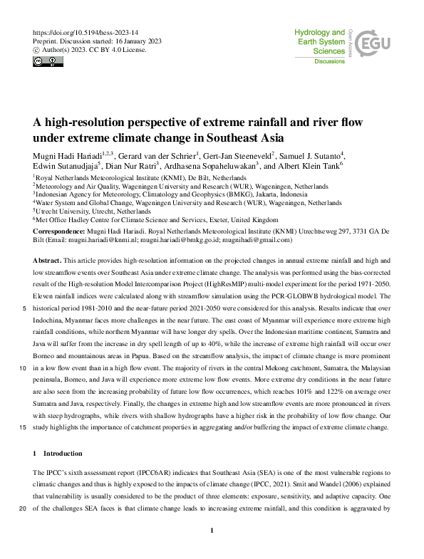 (PDF) A high-resolution perspective of extreme rainfall and river flow under extreme climate ...