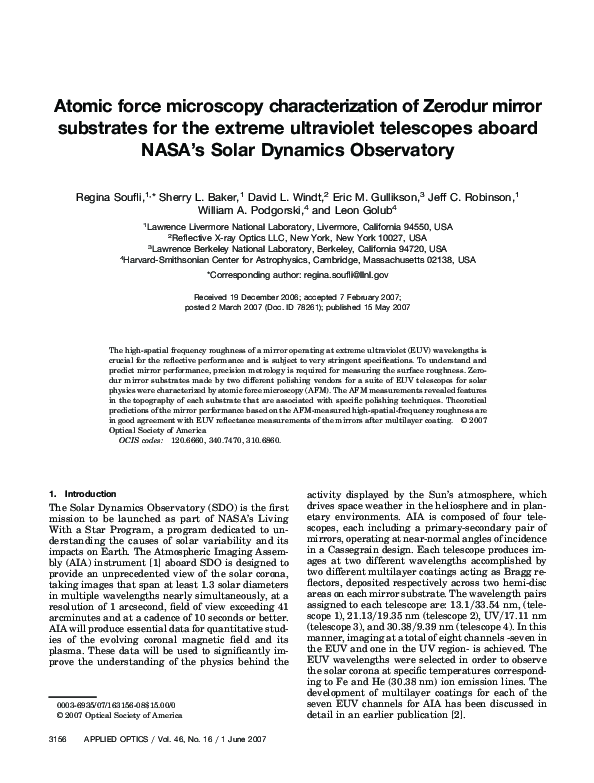 (PDF) Atomic force microscopy characterization of Zerodur mirror ...