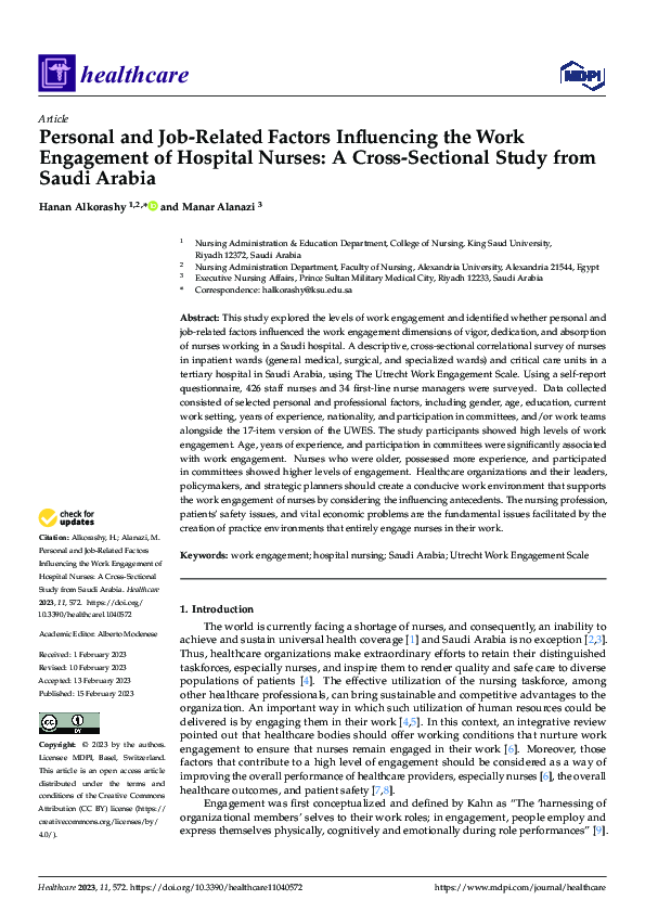 (PDF) Personal and Job-Related Factors Influencing the Work Engagement ...