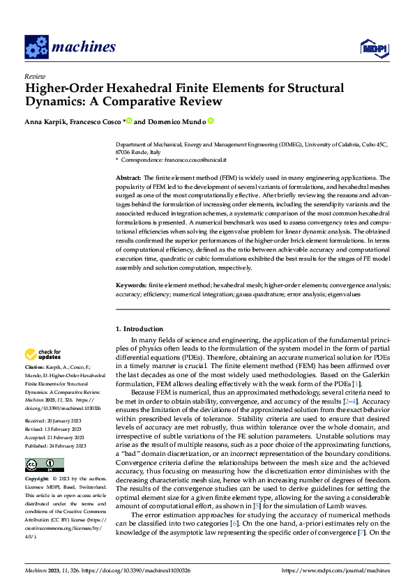(PDF) Comparative Review of Higher-Order Hexahedral Finite Elements