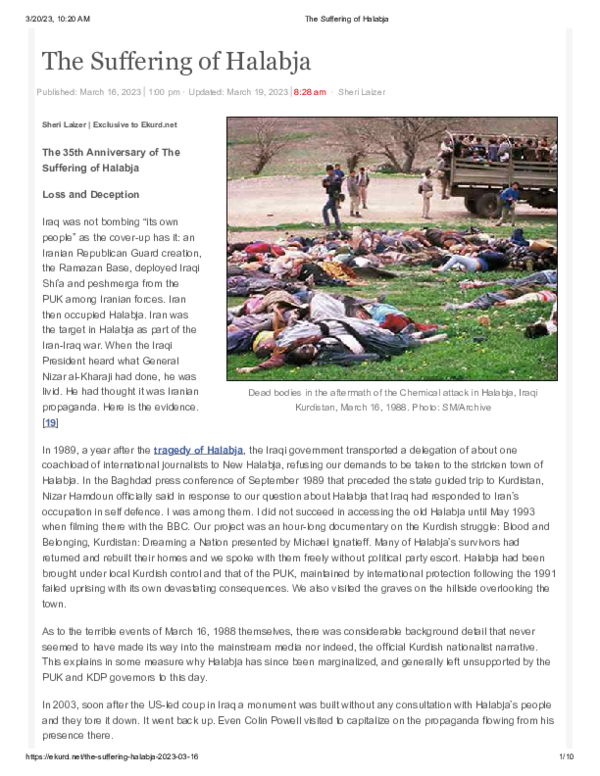 (PDF) The Suffering of Halabja - The 35th Anniversary and the Truth ...