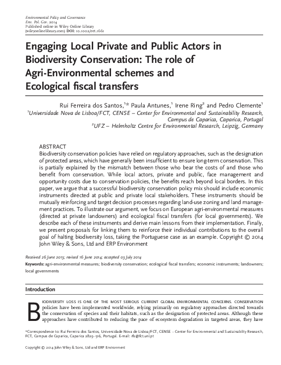 (PDF) Engaging Local Private and Public Actors in Biodiversity ...