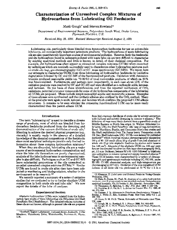 (PDF) Characterization of unresolved complex mixtures of hydrocarbons ...