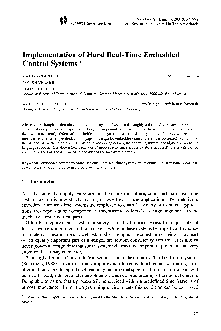 Pdf Implementation Of Hard Real Time Embedded Control Systems Domen