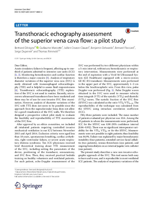 (PDF) Transthoracic echography assessment of the superior vena cava ...