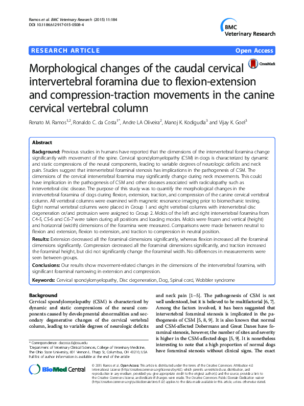 (PDF) Morphological changes of the caudal cervical intervertebral ...