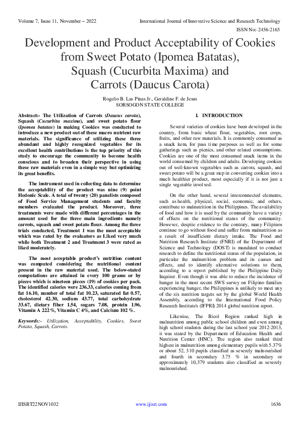 (PDF) Development and Product Acceptability of Cookies from Sweet ...