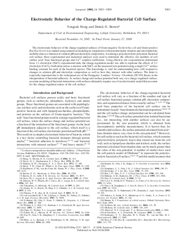 (PDF) Electrostatic Behavior of the Charge-Regulated Bacterial Cell Surface