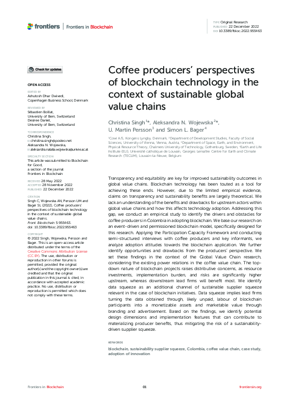 (PDF) Coffee producers’ perspectives of blockchain technology in the ...