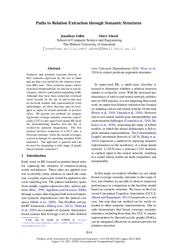 (PDF) Paths to Relation Extraction through Semantic Structure