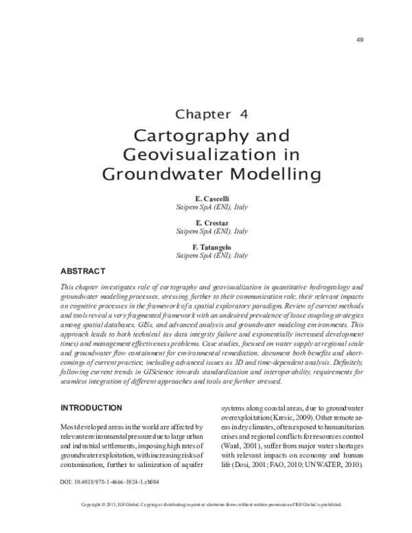 (PDF) Cartography and Geovisualization in Groundwater Modelling