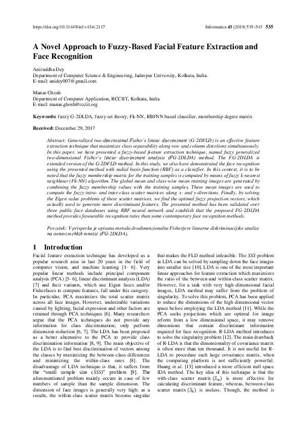 Pdf A Novel Approach To Fuzzy Based Facial Feature Extraction And
