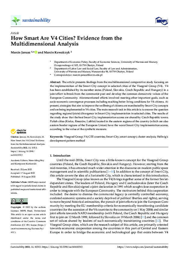 (PDF) How Smart Are V4 Cities? Evidence from the Multidimensional Analysis