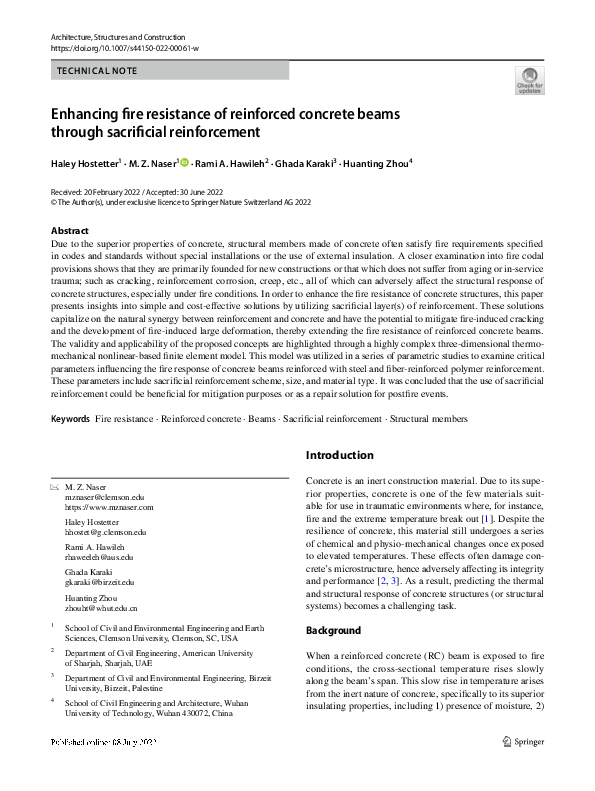 (PDF) Enhancing fire resistance of reinforced concrete beams through ...